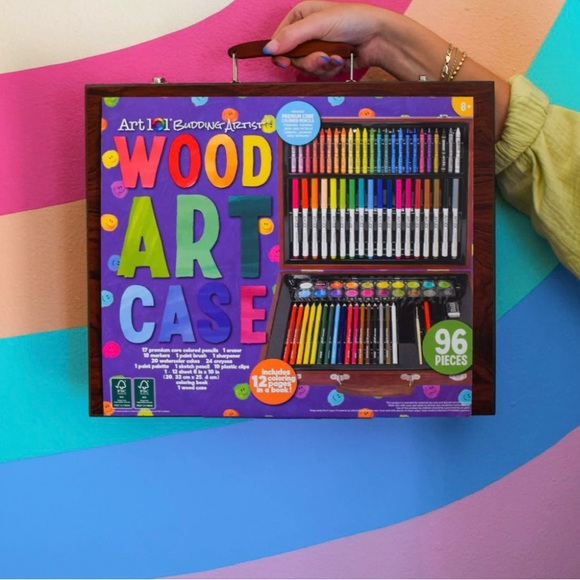 Art | Art 11 Budding Artist Wood Art Case 96 Pieces With 12 Coloring ...